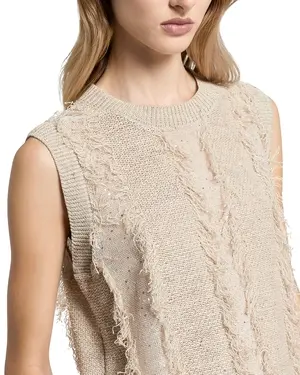 Peserico Fringe Trim Knitted Top