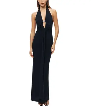 NOCTURNE Halter Neck Cut-out Maxi Dress - Black