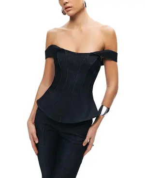 NOCTURNE Off-shoulder Sculpted Bustier - Black