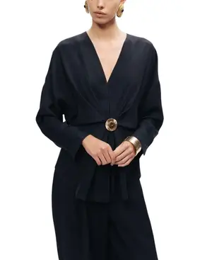 NOCTURNE Draped Buckle-detail Shirt
