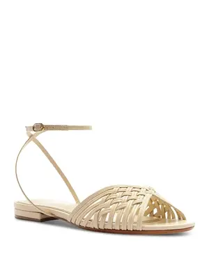 ALEXANDRE BIRMAN Lillian Leather Flat Sandals - Eggshell