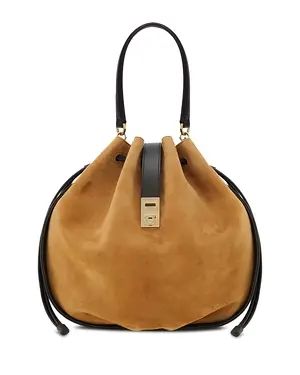 FERRAGAMO Hug Suede Bucket Bag - Naturale