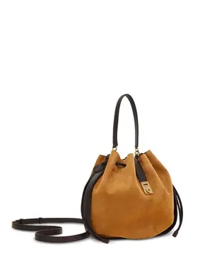 FERRAGAMO Hug Suede Bucket Bag - Naturale