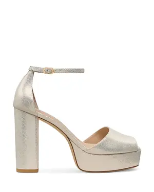 STUART WEITZMAN Sabrina Ankle Strap Platform Sandals - Linen