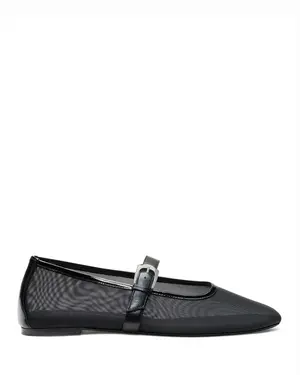 STUART WEITZMAN Sai Bareitall Mary Jane Flats - Black