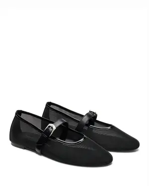 STUART WEITZMAN Sai Bareitall Mary Jane Flats - Black