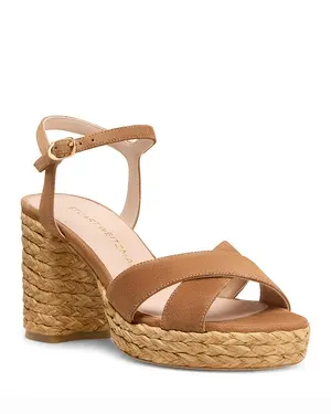 STUART WEITZMAN Dayna 80 Espadrille Platform Sandals Doe/natural