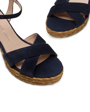 STUART WEITZMAN Dayna 80 Espadrille Platform Sandals - Nice Blue/natural