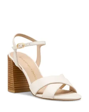 STUART WEITZMAN Alyssa 85 Block Heel Sandals Cream/new Camel