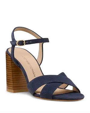 STUART WEITZMAN Alyssa 85 Block Heel Sandals - Nice Blue/new Camel