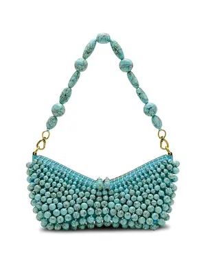 Cult Gaia Mercier Beaded Clutch - Ibiza Turquoise