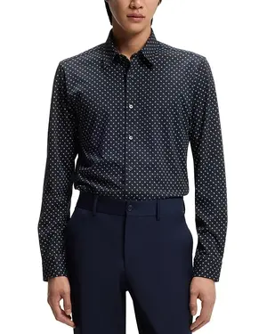 BOSS P-roan Kent Slim Fit Button Down Shirt - Dark Blue