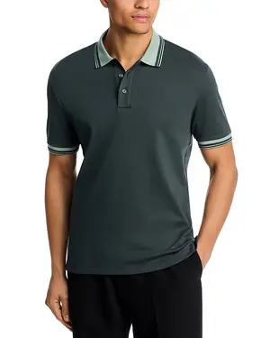 BOSS Parlay Cotton Polo Shirt Open Green