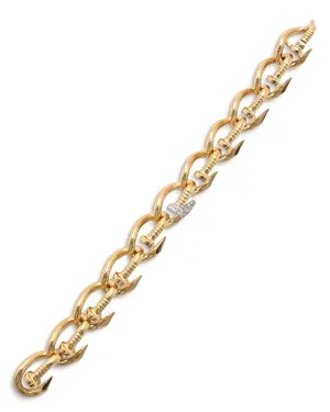 David Webb David Web Platinum & 18k Yellow Tool Chest Diamond Hammered Bent Nail Bracelet - Gold