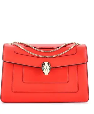 BVLGARI Medium Serpenti Forever Square Shoulder Bag Leather - Red