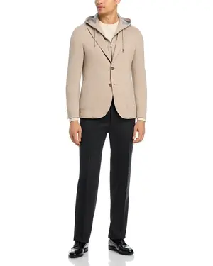 BOSS Hanry Slim Fit Sport Coat With Removable Hood - Oatmeal
