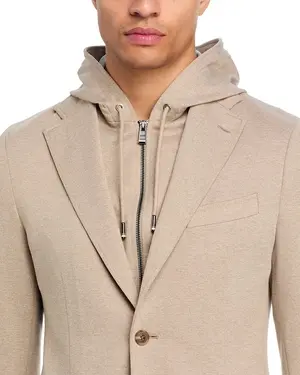 BOSS Hanry Slim Fit Sport Coat With Removable Hood - Oatmeal
