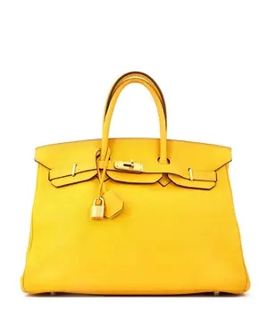 HERMES Birkin 35 Handbag Togo With Gold Hardware - Soleil