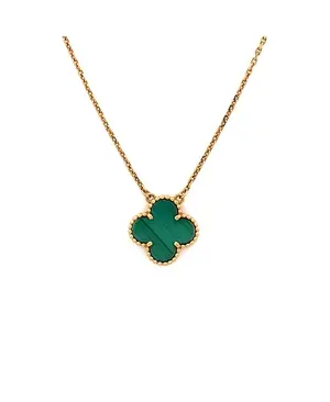 VAN CLEEF & ARPELS Vintage Alhambra Pendant Necklace 18k Gold And Malachite, 16.25 - Yellow