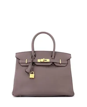 HERMES Birkin 30 Handbag Grey Epsom With Gold Hardware - Etain