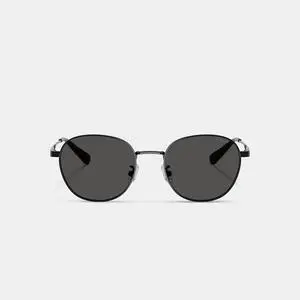 COACH Metal Hangtag Round Sunglasses - Black