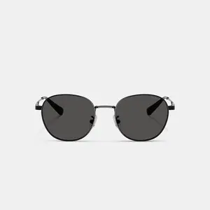 COACH Metal Hangtag Round Sunglasses - Black