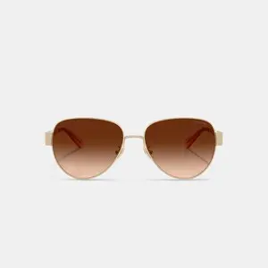 COACH C Hardware Metal Pilot Sunglasses - Brown/gold