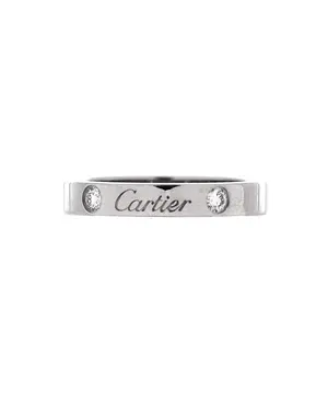 CARTIER 3mm C De 2 Diamonds Wedding Band Ring With Diamonds - Platinum