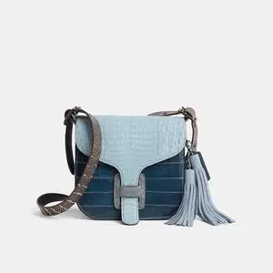 COACH Upcrafted Courier Bag In Crocodile - Pewter/cornflower