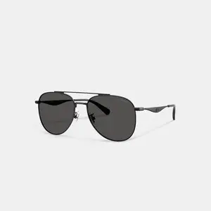 COACH C Hardware Metal Pilot Sunglasses - Black