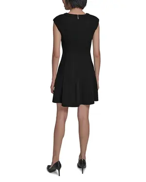 Karl Lagerfeld Paris V-neck Fit And Flare Dress