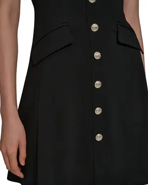 Karl Lagerfeld Paris V-neck Fit And Flare Dress