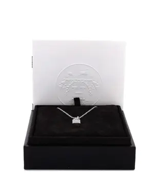 Hermès Amulettes Cadenas Pendant Necklace 18k Gold With Diamonds, 15.75 - White