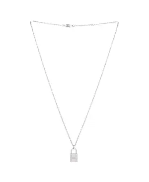 Hermès Amulettes Cadenas Pendant Necklace 18k Gold With Diamonds, 15.75 - White