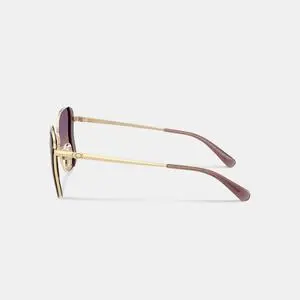 COACH C Hardware Metal Butterfly Square Sunglasses - Purple Gradient