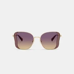 COACH C Hardware Metal Butterfly Square Sunglasses - Purple Gradient