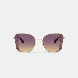 COACH C Hardware Metal Butterfly Square Sunglasses - Purple Gradient