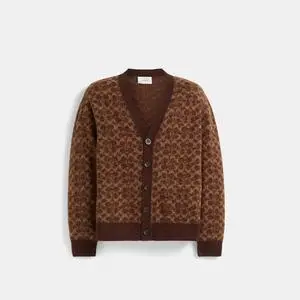 COACH Restored Signature Cardigan - Dark Brown