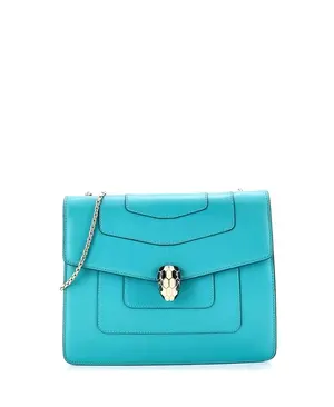 BVLGARI Medium Serpenti Forever Square Shoulder Bag Leather - Blue
