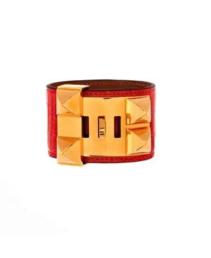 HERMES Collier De Chien Alligator Bracelet