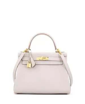 HERMES Kelly 28 Handbag Grey Togo With Gold Hardware - Gris Perle