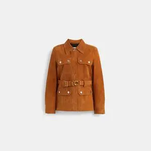 COACH Restored Suede Belted Heritage Jacket - Penny