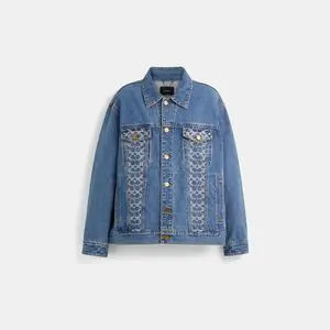 COACH Restored Oversized Signature Denim Jacket - Medium Indigo