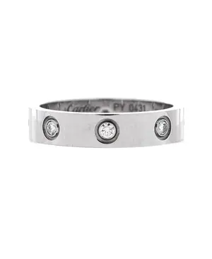 CARTIER Love Wedding Band 8 Diamonds Ring 18k White Gold With Diamonds