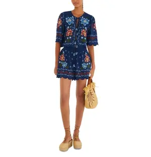 Farm Rio Stitched Garden Swim Cover-up Top