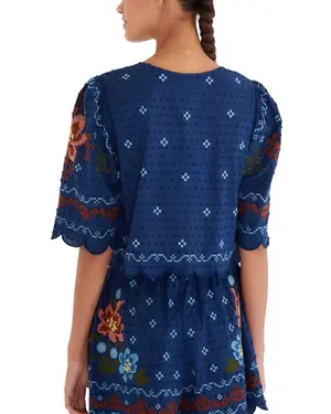 Farm Rio Stitched Garden Swim Cover-up Top