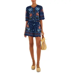 Farm Rio Stitched Garden Swim Cover-up Top