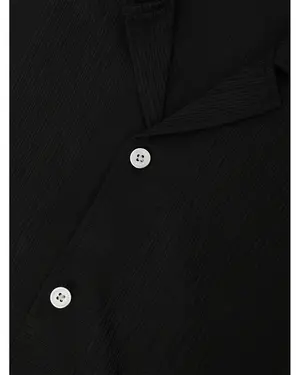 REISS Short Sleeve Stripe Jacquard Cuban Collar Shirt