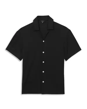 REISS Short Sleeve Stripe Jacquard Cuban Collar Shirt