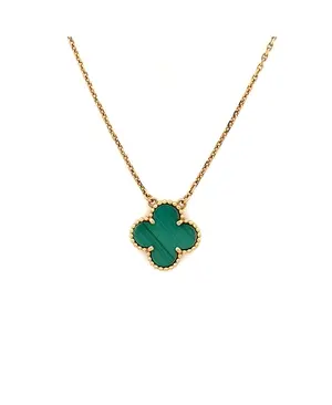 VAN CLEEF & ARPELS Vintage Alhambra Pendant Necklace 18k Gold And Malachite, 16.25 - Yellow